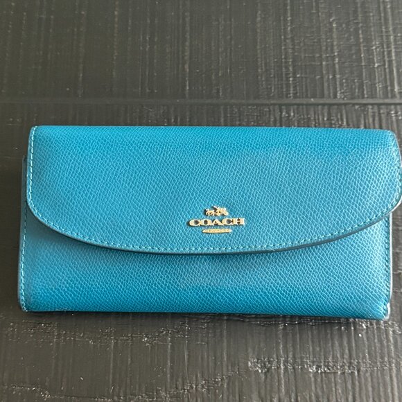 Coach | Bags | Authentic Coach Teal Wallet | Poshmark